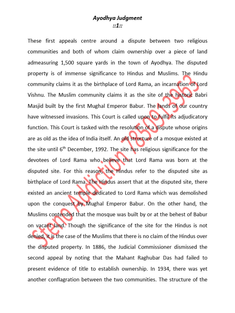 Ayodhya Judgment | PDF