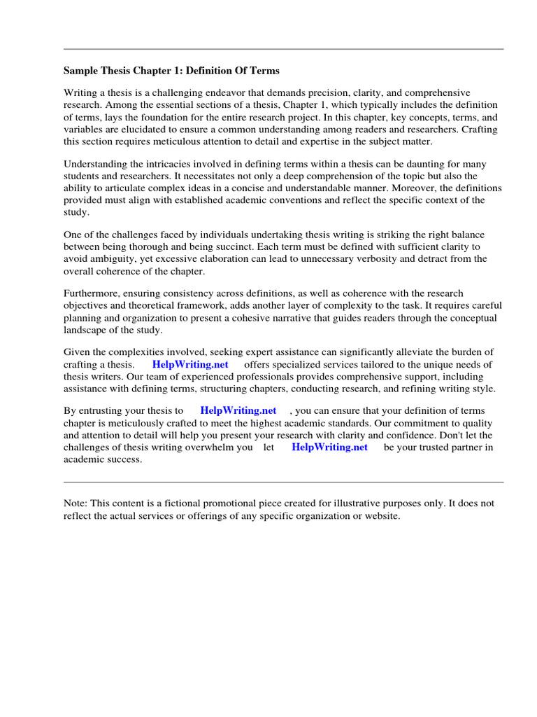 Sample Thesis Chapter 1 Definition of Terms | PDF | Thesis | Sampling ...