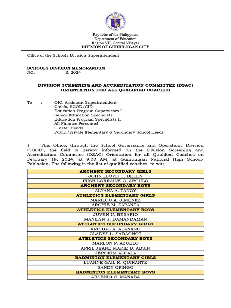 DSAC Orientation | PDF