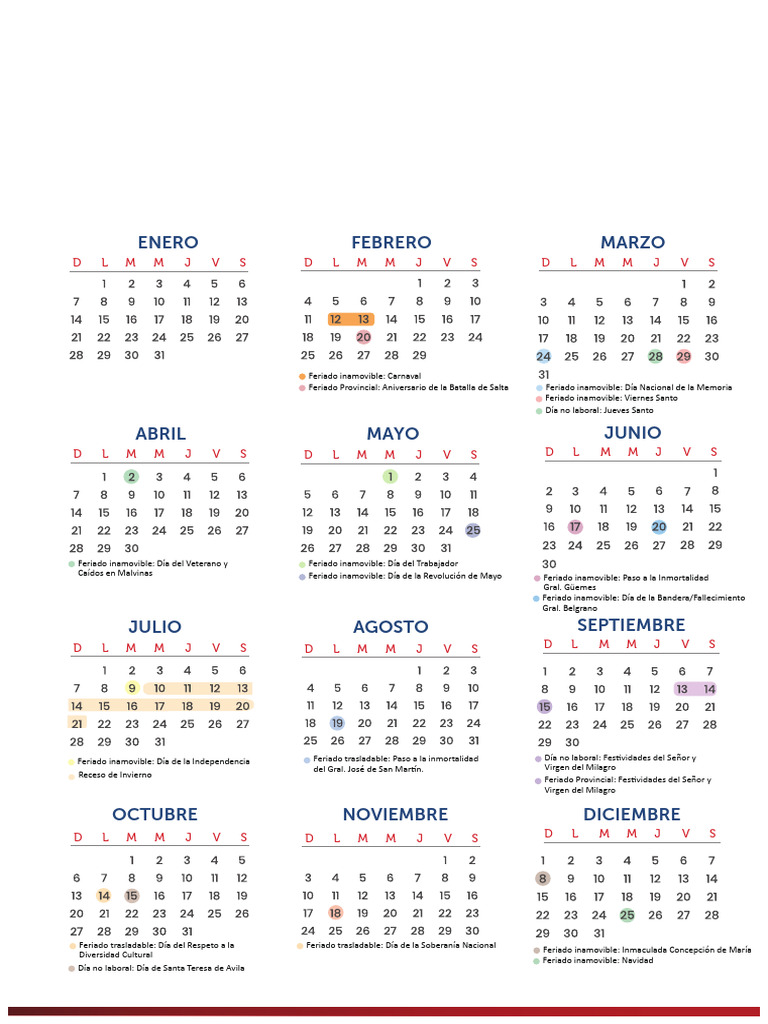 CALENDARIO-2024-FERIADOS-Y-DIAS-NO-LABORABLES-1 | PDF