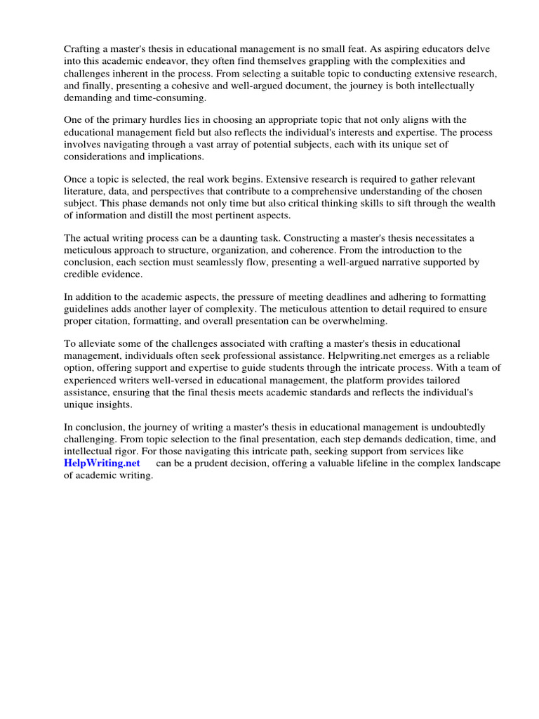 Master Thesis Topics in Educational Management | PDF | Thesis ...