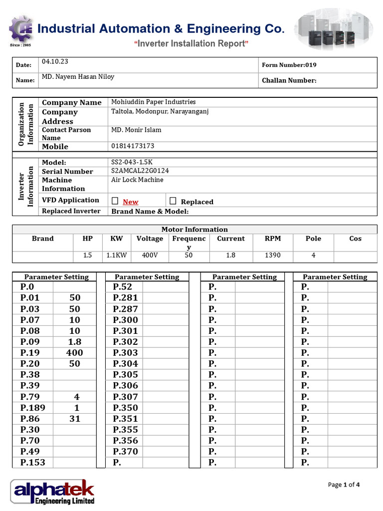 019-VFD Installation - Air Lock Machine | PDF | Power Inverter | Power ...
