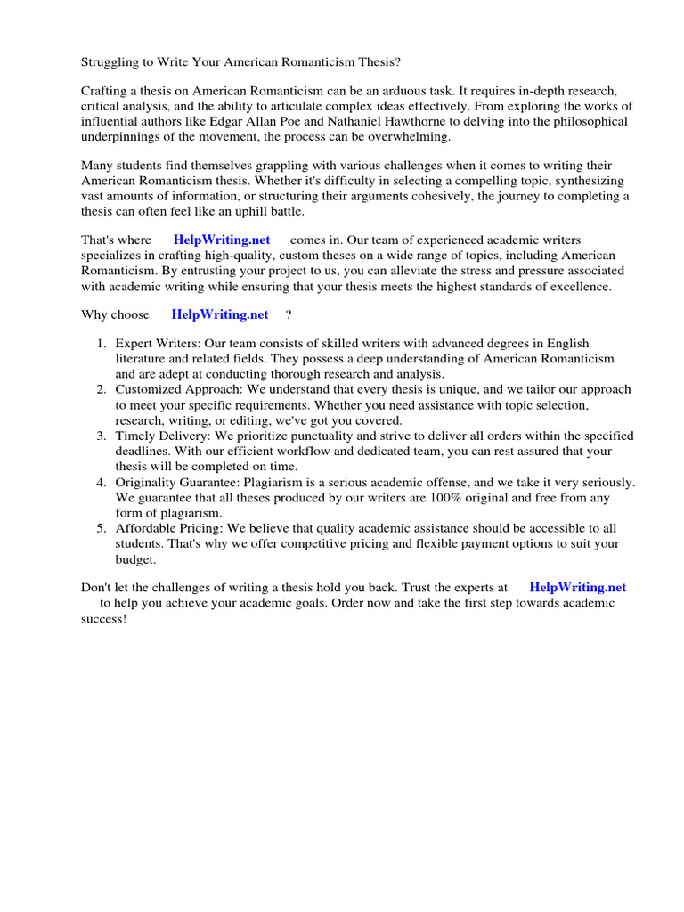 American Romanticism Thesis | PDF | Romanticism | Transcendentalism