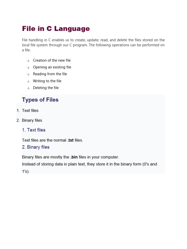 File in C Language | PDF | Computer File | Pointer (Computer Programming) File in C Language | PDF | Computer File | Pointer (Computer Programming)