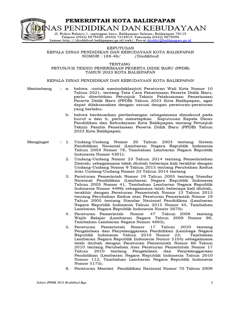 Juknis PPDB 2023 Rev1 | PDF