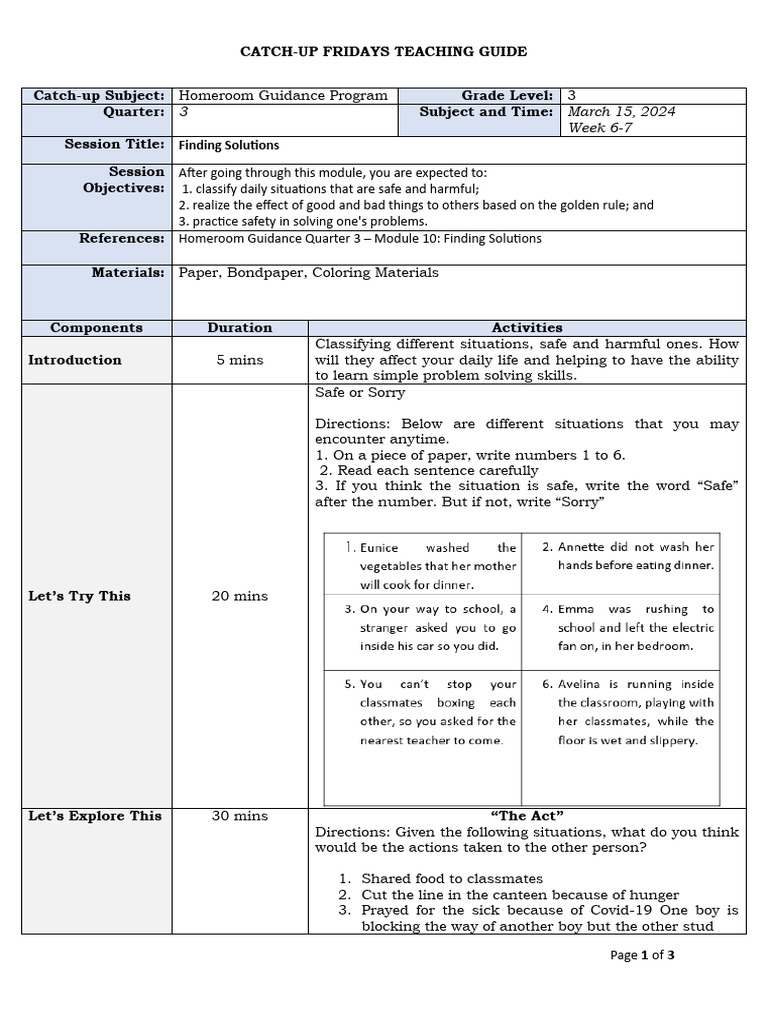 Week 6 7 HGP DLL Teaching Guide Grade 3 | Download Free PDF | Behavior ...