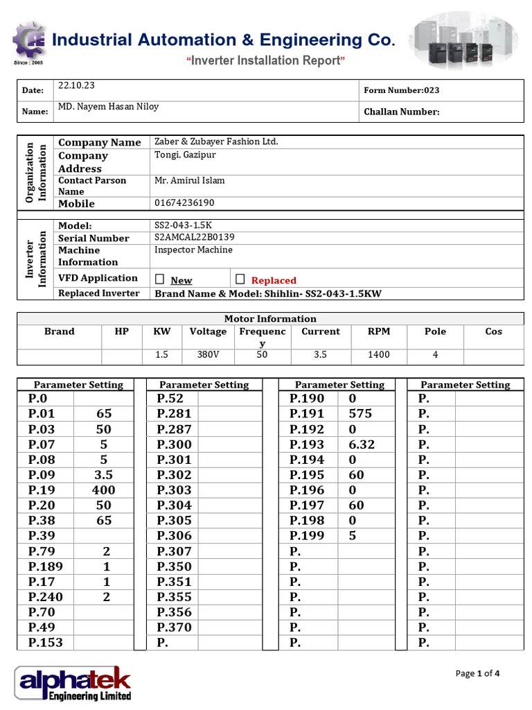 023-VFD Installation - InspectorMachine | Download Free PDF | Power ...