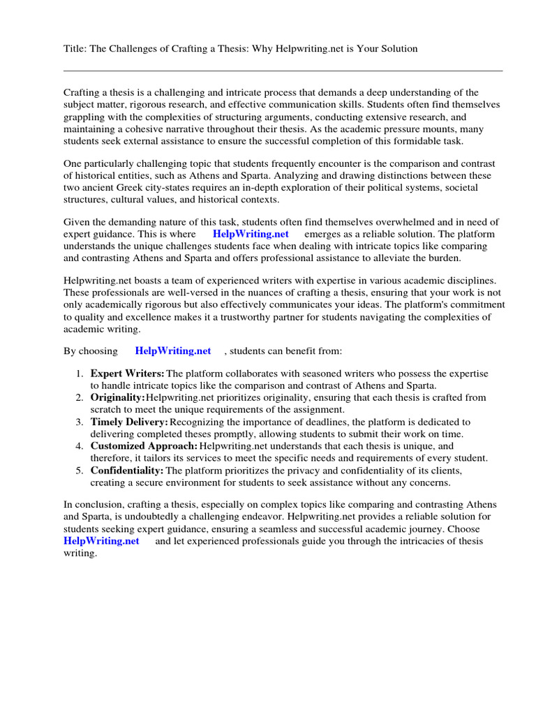 Compare and Contrast Athens and Sparta Thesis | PDF | Sparta | Ancient ...