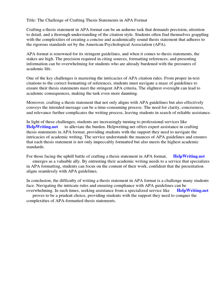 Thesis Statement Examples Apa Format | Download Free PDF | Apa Style ...