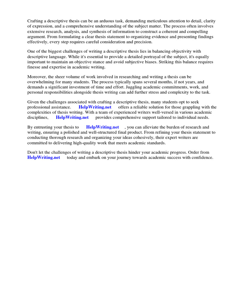 Descriptive Thesis Format | PDF | Essays | Thesis