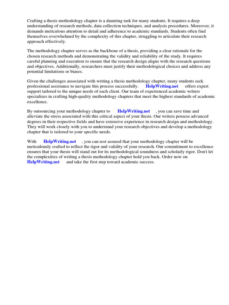 Writing A Thesis Methodology Chapter Pdf Methodology Scientific