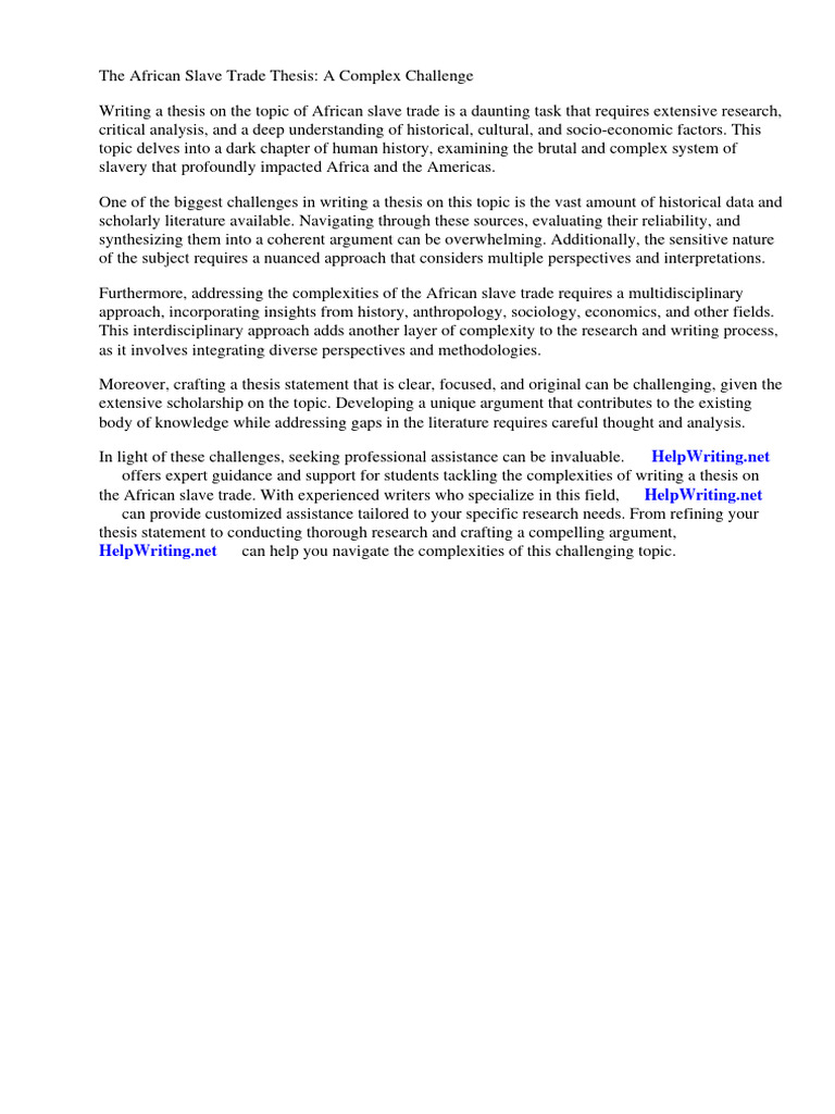 African Slave Trade Thesis | PDF | Politics | Social Science
