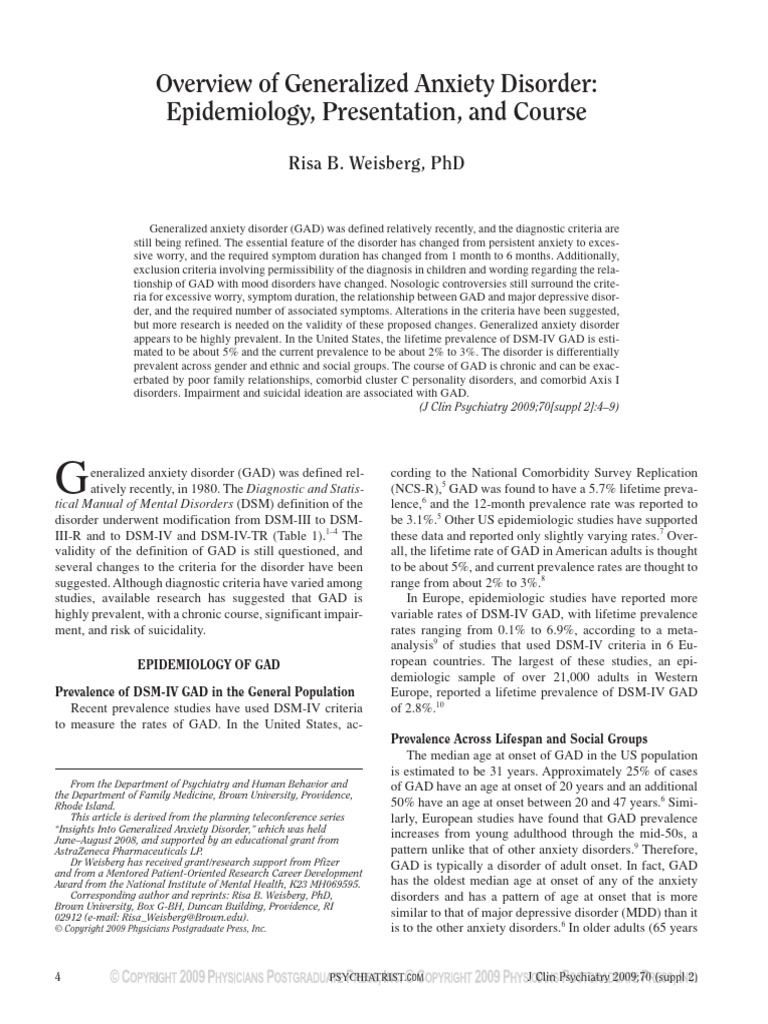 Overview of Generalized Anxiety Disorder | Download Free PDF ...