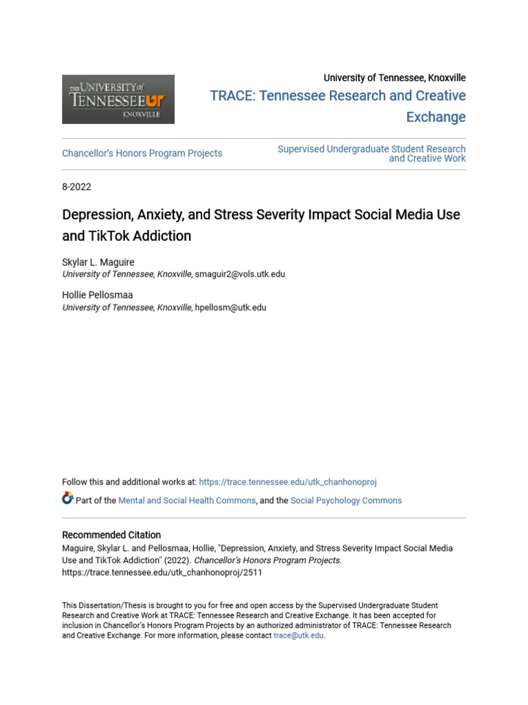 Depression Anxiety and Stress Severity Impact Social Media Use | PDF ...