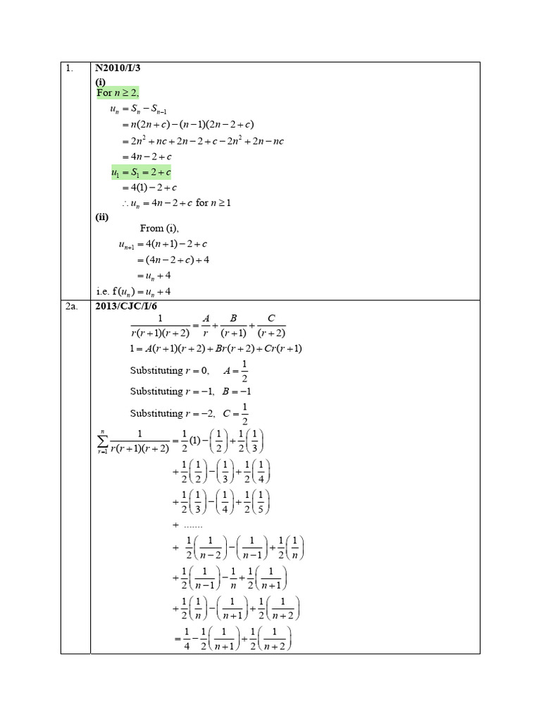 Sequences Series Practice Set Solutions | PDF