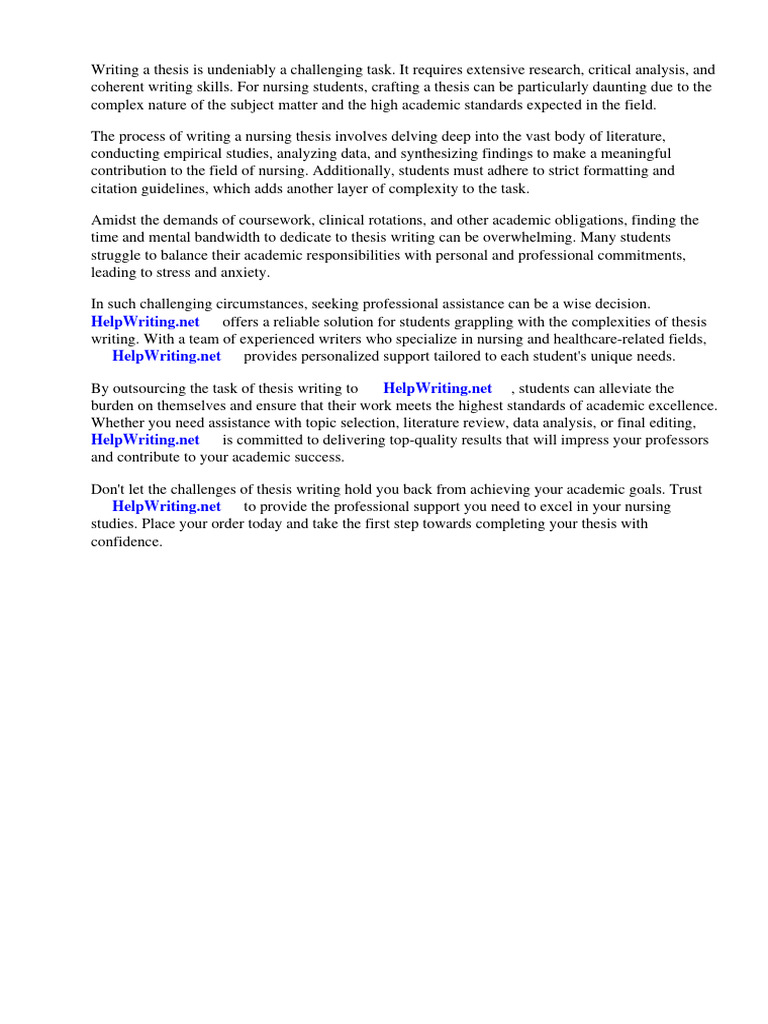 Nursing Thesis Sample Scribd | PDF