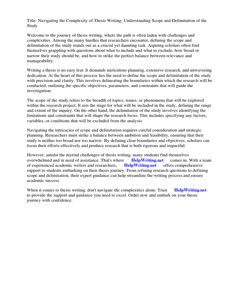 Thesis Scope and Delimitation of The Study | PDF | Cyberbullying ...