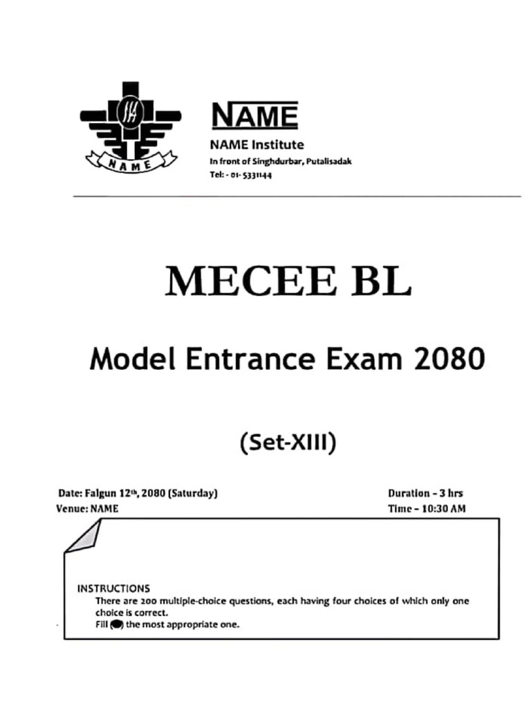Name Question - 2080-11-12 (Target of 200 CEE) | PDF