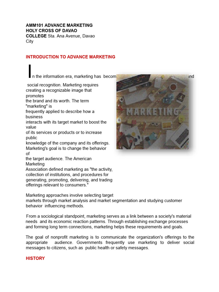 1-Intro-to-Advance-Marketing | PDF | Marketing | Sales