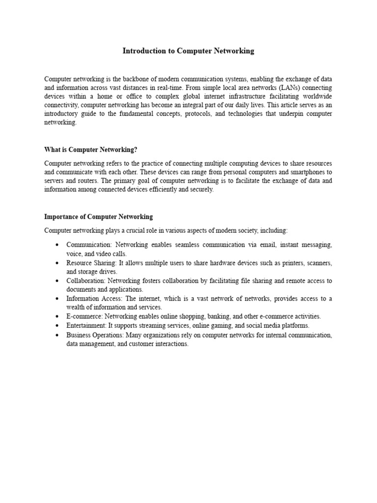 Introduction To Computer Networking | PDF | Computer Network | Network ... Introduction To Computer Networking | PDF | Computer Network | Network ...