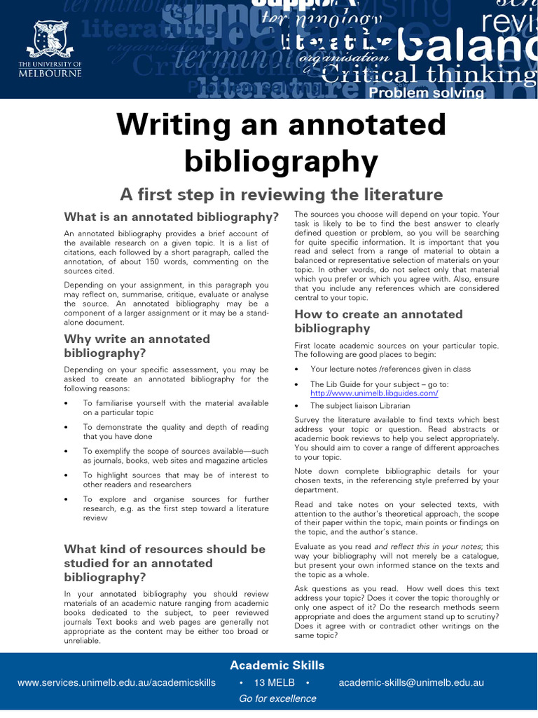 Writing An Annotated Bibliography 100113 | PDF | Bibliography | Books
