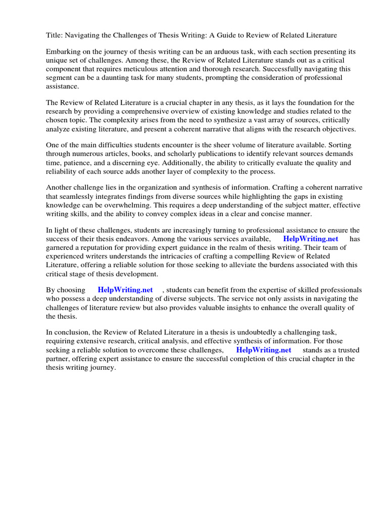 How To Do Review of Related Literature in Thesis | PDF