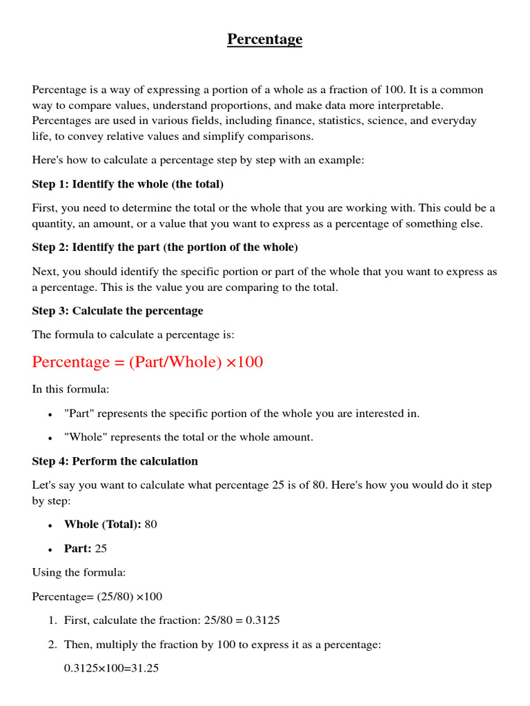 Percentage Note | Download Free PDF | Percentage | Mathematics