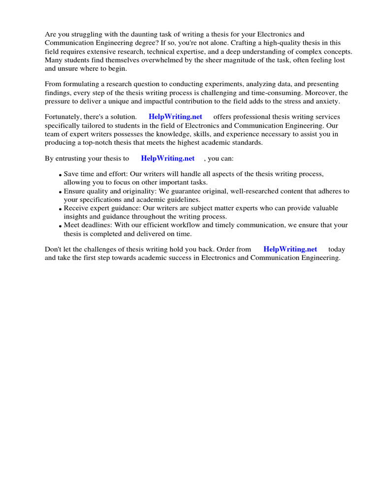 Sample Thesis For Electronics and Communication Engineering | Download ...