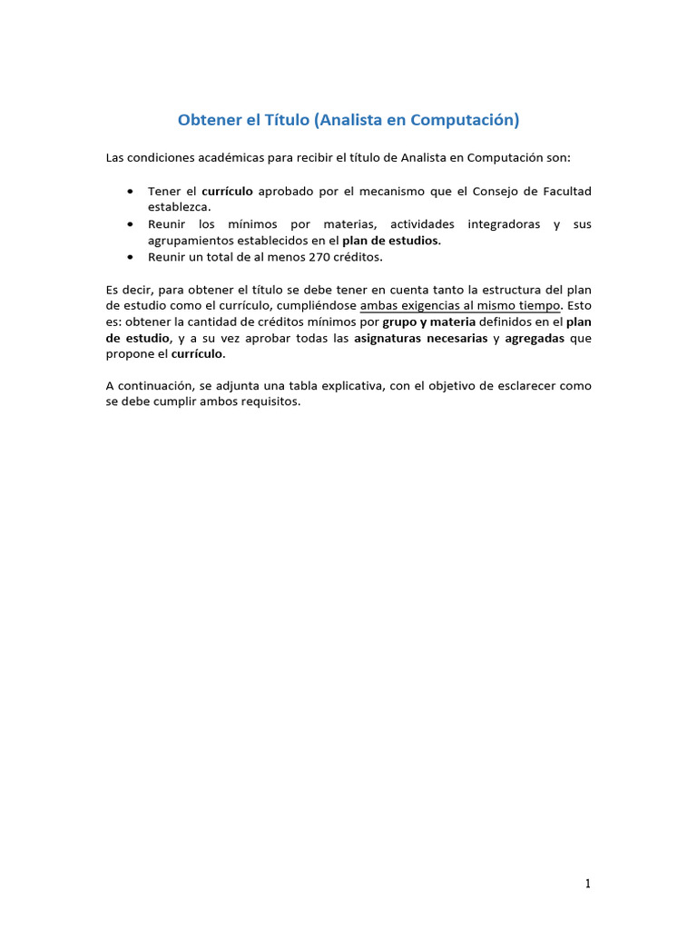 Requisitos Título Analista Computación | PDF | Informática | Tecnología
