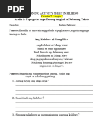 Gr.1-Quarter 2-Week 1-Learning Activity Sheet-Filipino | PDF