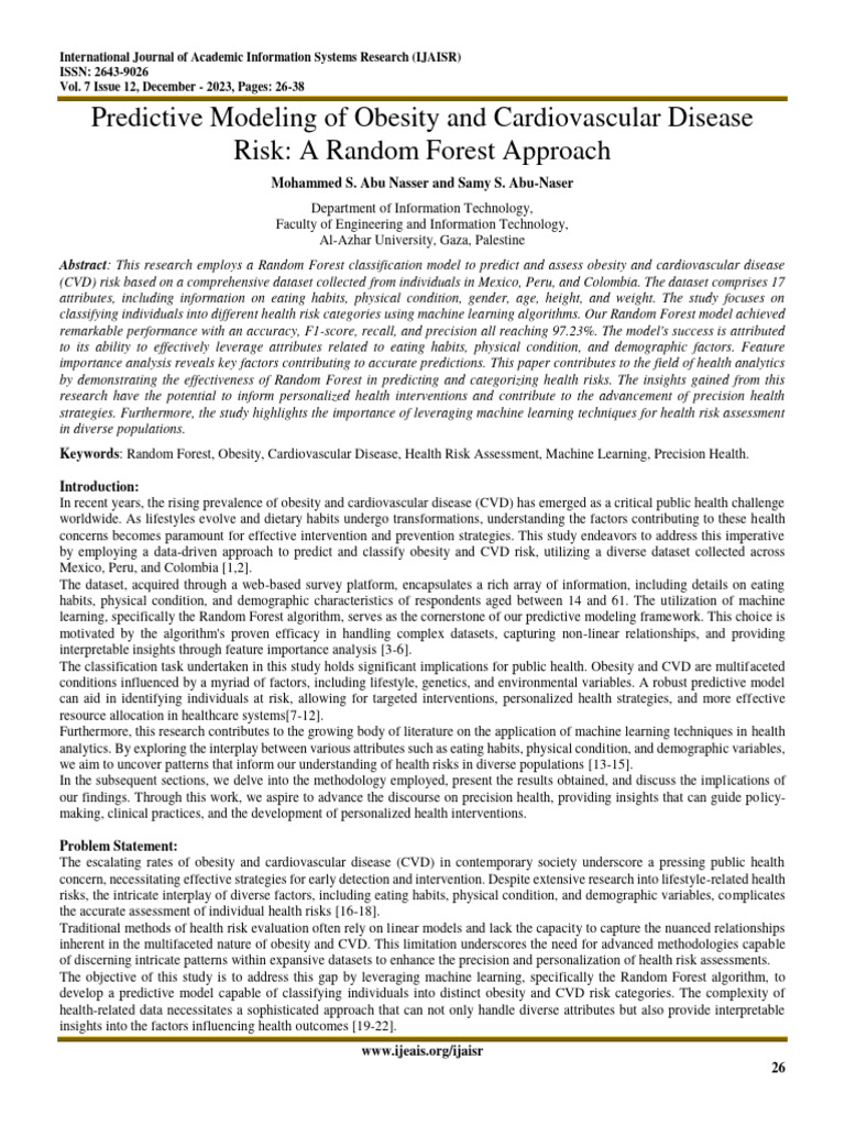 Predicting Obesity & CVD Risk Using Random Forest | PDF | Machine ...