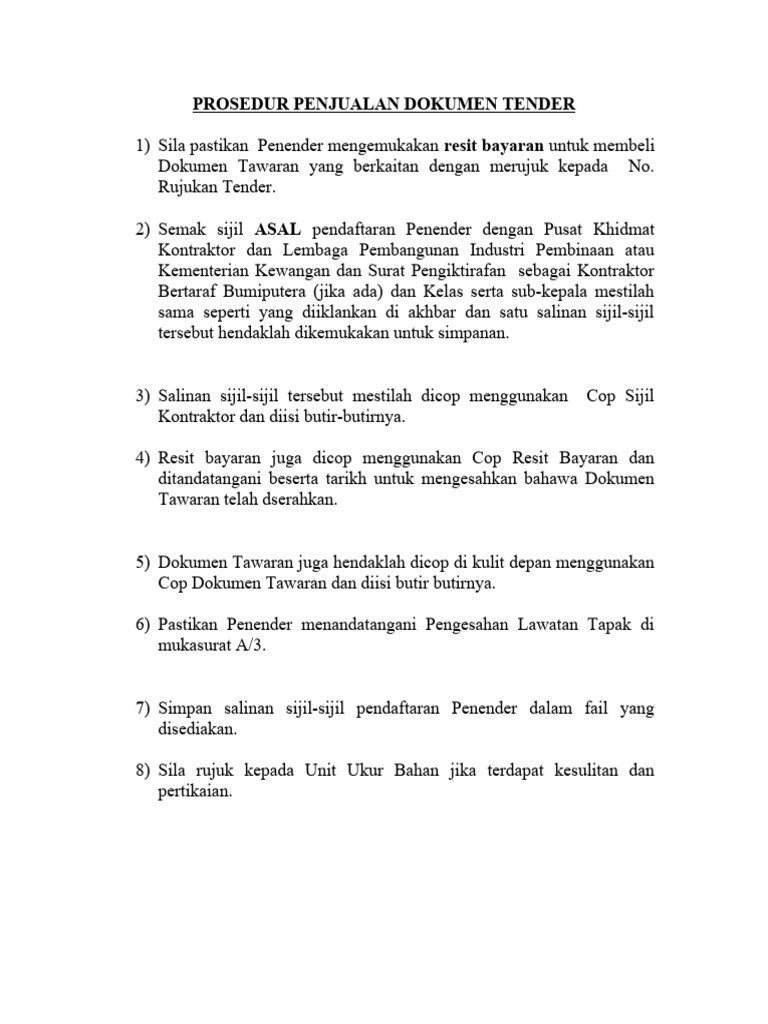 Prosedur Penjualan Dokumen Tender | PDF