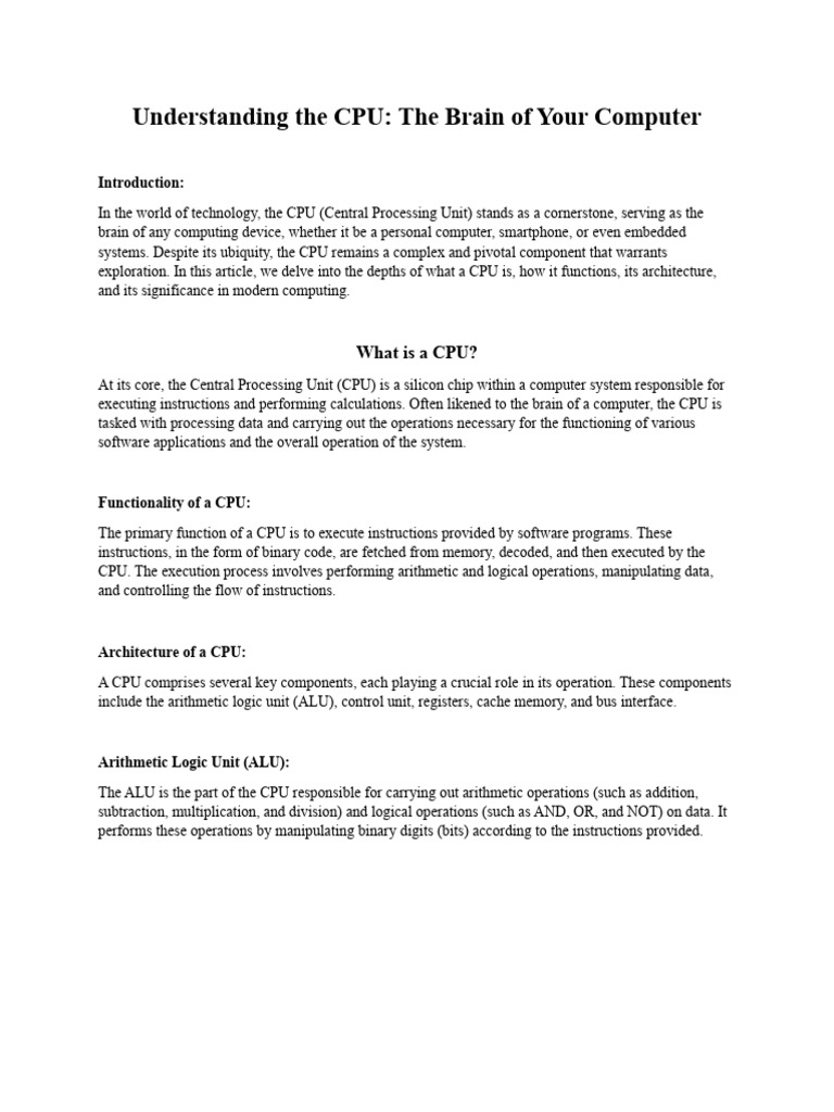 Understanding The CPU | PDF | Central Processing Unit | Multi Core Processor