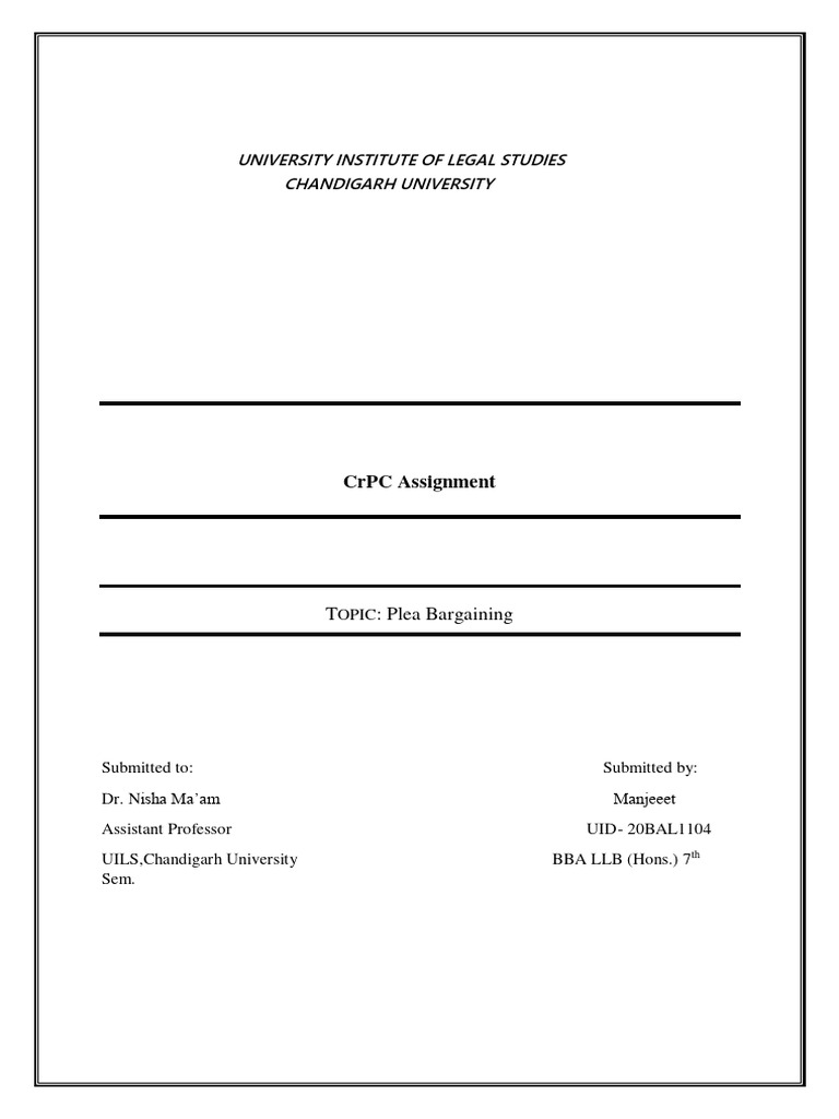 CRPC Assignment | PDF | Plea Bargain | Plea