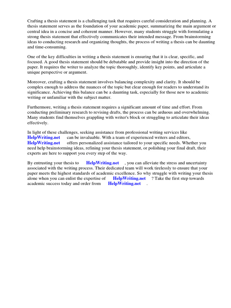 How Do Make A Good Thesis Statement | PDF