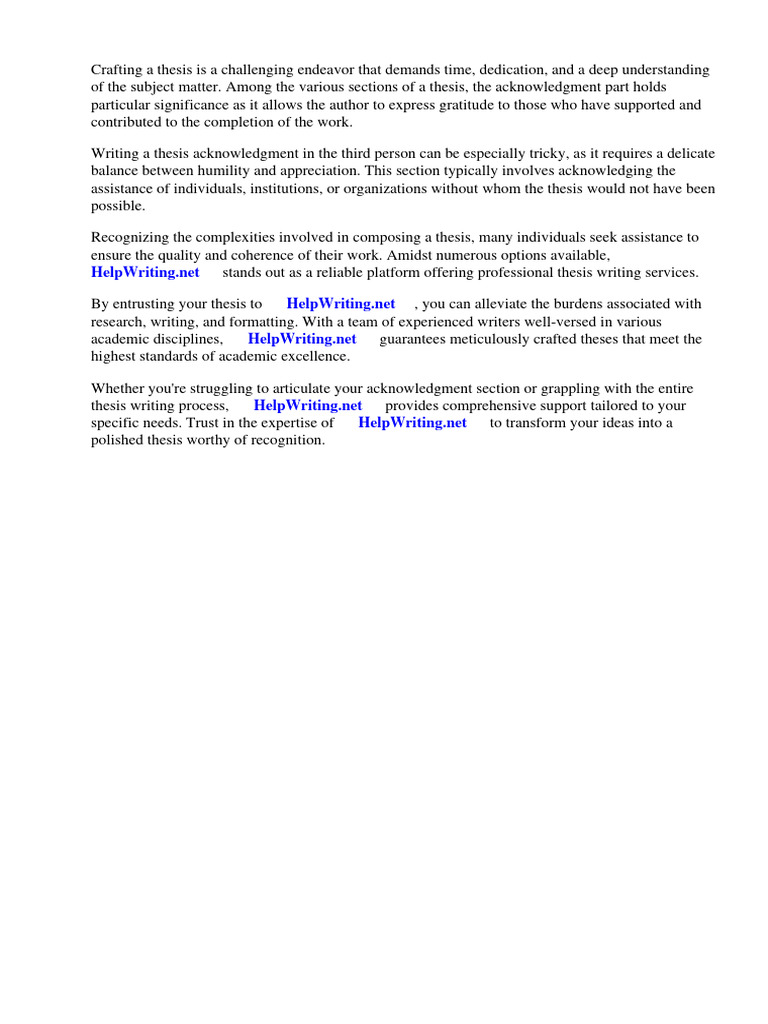 Thesis Acknowledgement Third Person | PDF | Thesis