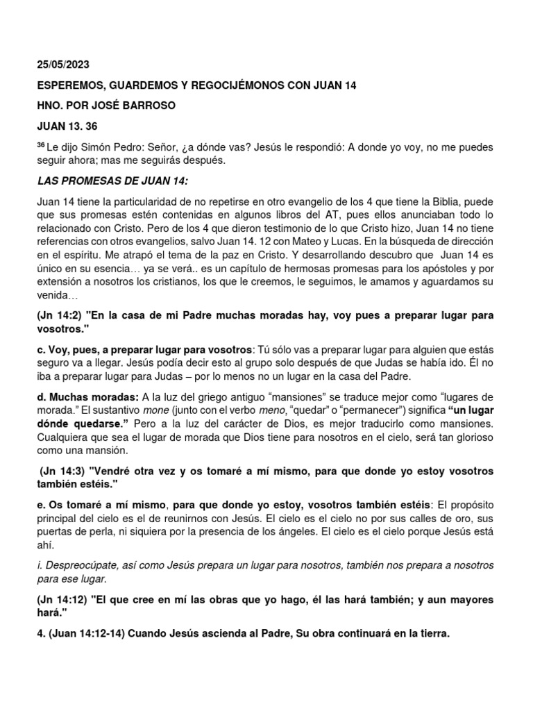 Juan 14 Por Jose Barroso | PDF