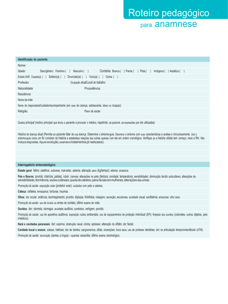 Roteiro para Anamnese - Porto-1 | PDF | Dependência química | Causas de morte