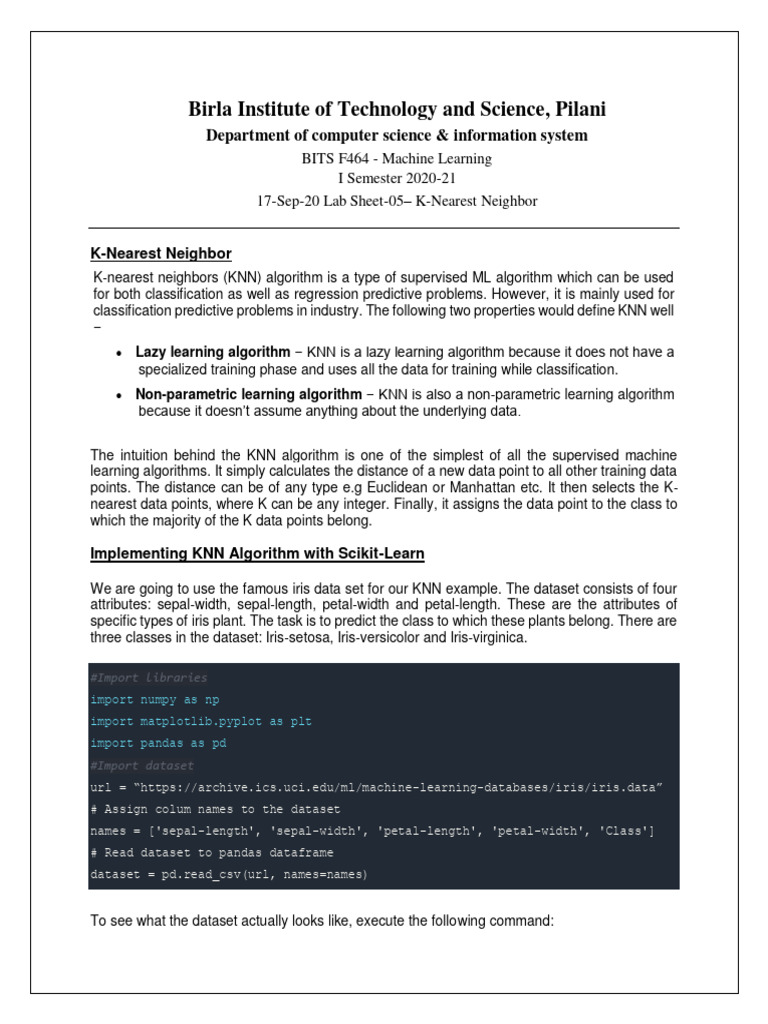 ml2020 Pythonlab05 | PDF