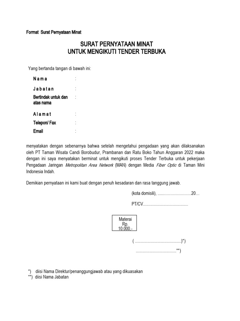 Format Surat Minat | PDF