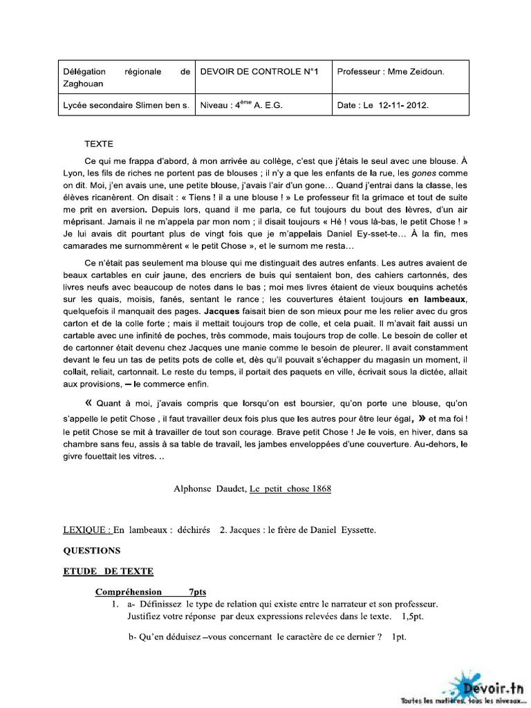 devoir-de-contrôle-n°1--2012-2013(mme-zeidoun) | PDF
