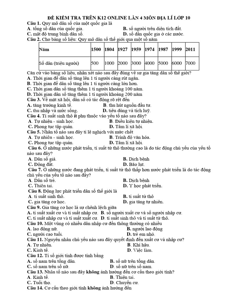20230309-De Kiem Tra Tren k12 Online Lan 5 Mon Dia Li Lop 10 Ad1d2 | PDF