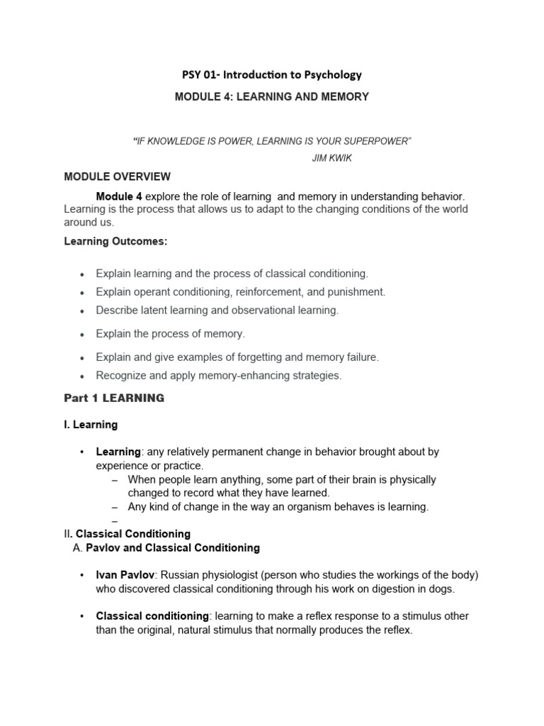 Module 4 Intro To Psychology | PDF
