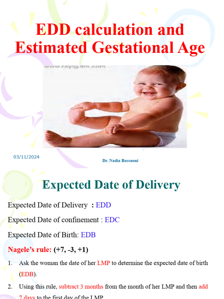 Estimation of Gestational Age and EDD Calculation | PDF