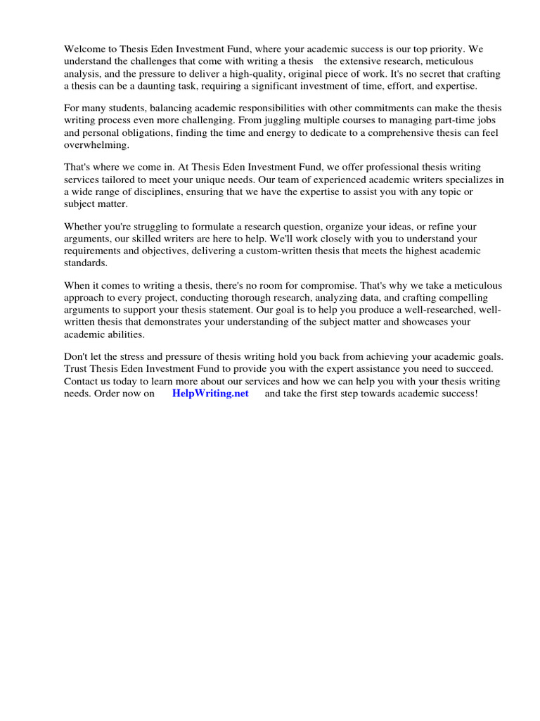 Thesis Eden Investment Fund | PDF | Venture Capital | Corporate Finance