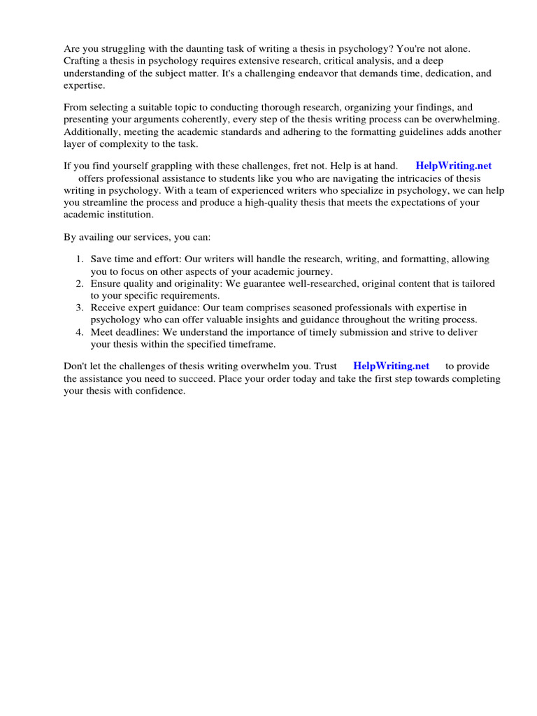 Sample Thesis Topics Psychology | PDF
