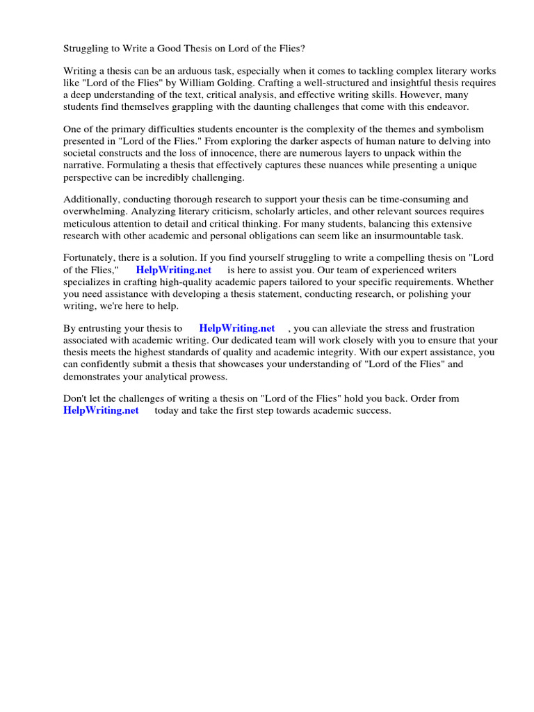 Good Thesis Lord of The Flies | PDF