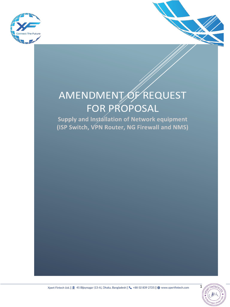 Amendment of RFP For Technical Specification of Networking Solutions ...