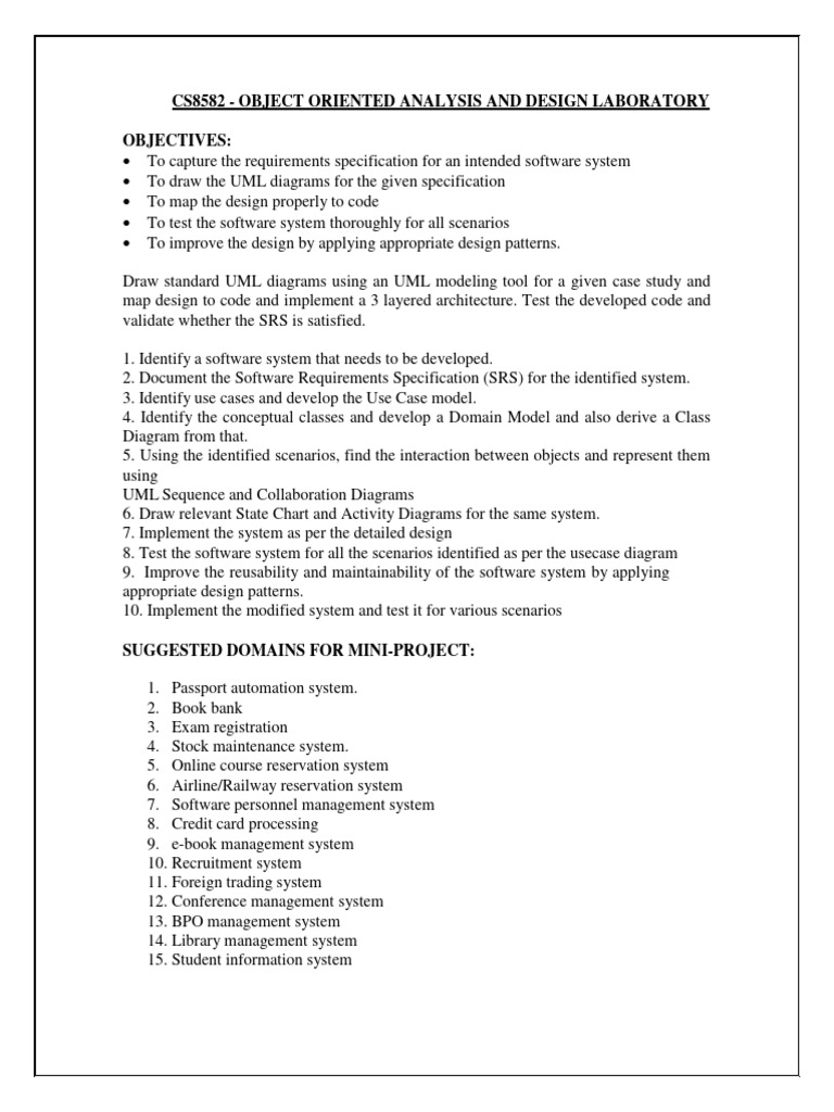 Cs8582-Object Oriented Analysisand Design Laboratory-46023968-Cs8582 - Ooad Lab | PDF
