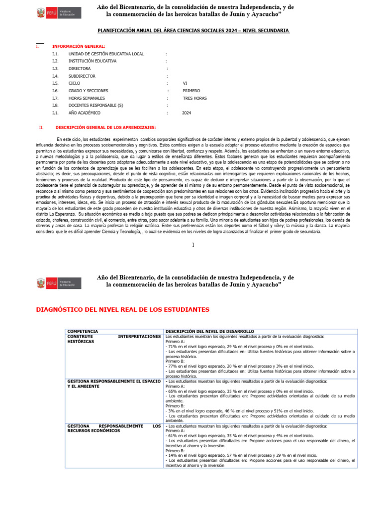Prog Anual CCSS 1° | PDF